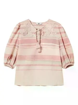 TWINSET Striped Embroidered Blouse