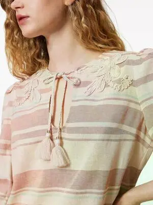 TWINSET Striped Embroidered Blouse