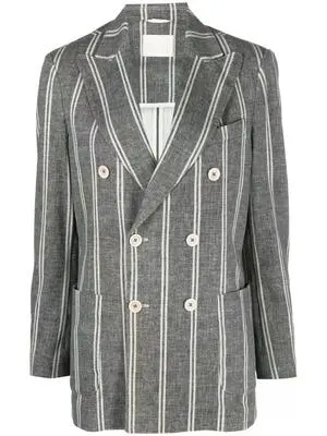 CIRCOLO 1901 Double-breasted Striped Stretch-cotton Blazer