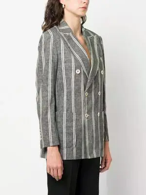 CIRCOLO 1901 Double-breasted Striped Stretch-cotton Blazer