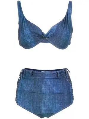 AMIR SLAMA High-waist Denim Bikini Set - Blue