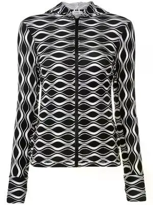 AMIR SLAMA Abstract-print Cut-out Jacket - Black