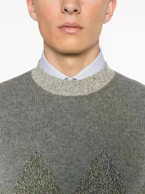 BALLANTYNE Argyle-intarsia Knit Wool Sweater - Grey