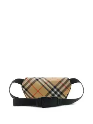 Burberry Small Checked Belt Bag With Equestrian Knight Design Appliqu - Neutrals