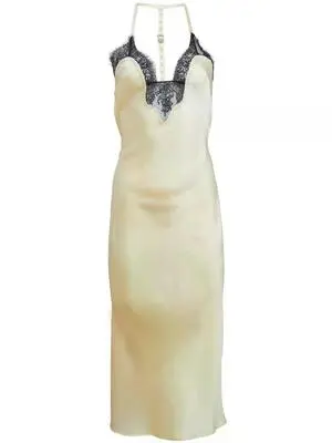 FLEUR DU MAL T-strap Slip Dress - Neutrals