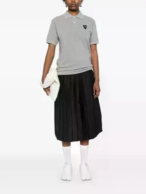 Play Comme Des Garcon Heart-patch Cotton Polo Shirt - Grey