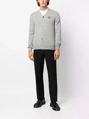 Play Comme Des Garcon Logo-patch Fine-knit Cardigan