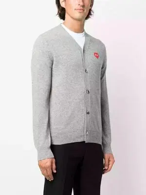 Play Comme Des Garcon Logo-patch Fine-knit Cardigan