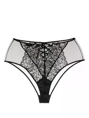 FLEUR DU MAL Eyelet-embellished Lace-up Panty