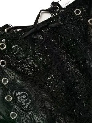 FLEUR DU MAL Eyelet-embellished Lace-up Panty