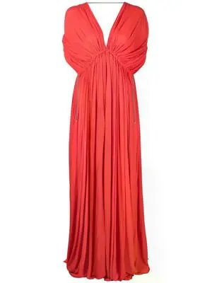 LANVIN V-neck Pleated Gown - Red