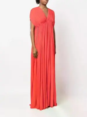 LANVIN V-neck Pleated Gown - Red