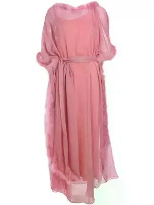 BARUNI Feather-trim Maxi Dress - Pink