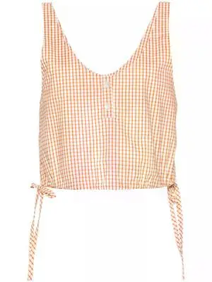 FORTE_FORTE Checked Cropped Top