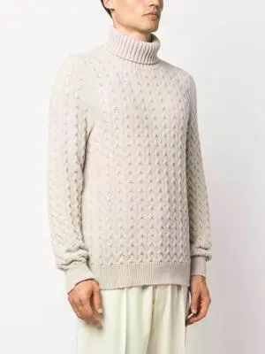 Fedeli Roll-neck Cable-knit Jumper