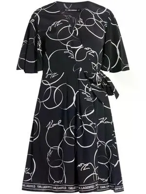 Karl Lagerfeld Circle-print Wrap Dress