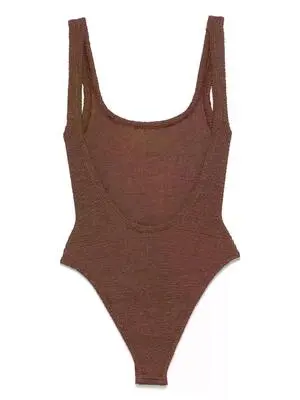 Hunza G Square-neck Crinkle-effect Swimsuit