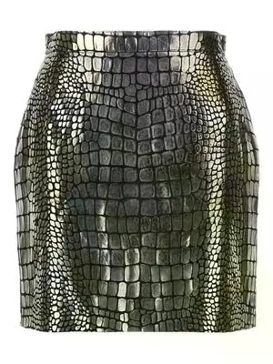 Roberto Cavalli Crocodile-effect Leather Mini Skirt - Silver