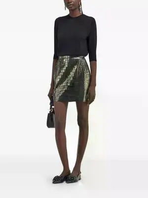 Roberto Cavalli Crocodile-effect Leather Mini Skirt