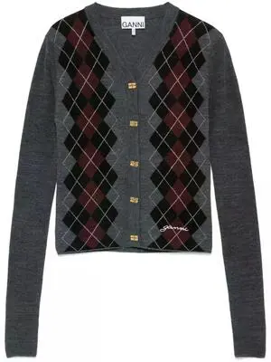 GANNI Argyle-knit Cardigan