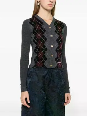 GANNI Argyle-knit Cardigan