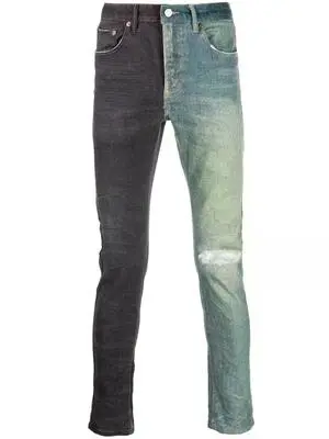 PURPLE BRAND Two-tone Distressed Jeans