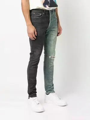 PURPLE BRAND Two-tone Distressed Jeans