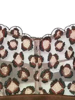 FLEUR DU MAL Leopard-embroidered Boned Bralette