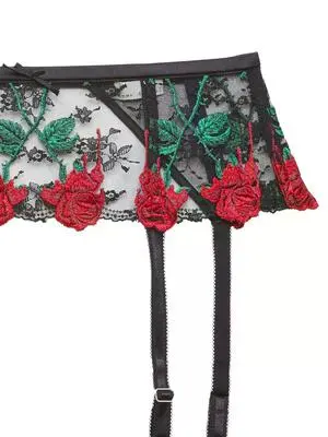 FLEUR DU MAL Vampire Rose Embroidered Garter Belt