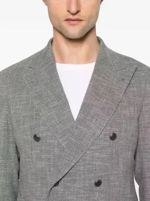 Tagliatore Textured Double-breasted Blazer - Grey