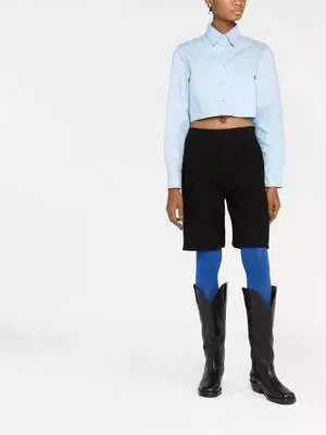 Raf Simons Cropped Cotton Shirt - Blue
