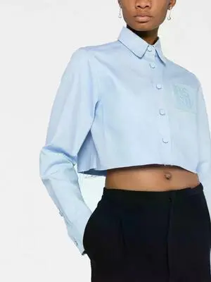 Raf Simons Cropped Cotton Shirt - Blue