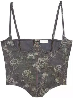 FLEUR DU MAL Jacquard Bustier - Blue