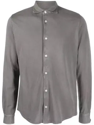 Fedeli Chambray Spread-collar Cotton Shirt - Grey