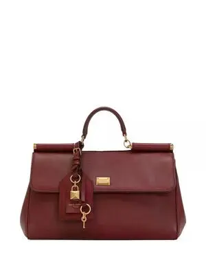 Dolce & Gabbana Medium Sicily Leather Tote Bag - Red