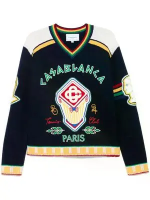 Casablanca Fraternity Merino Wool Sweater - Blue