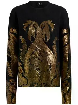 Etro Metallic-print Jumper - Black