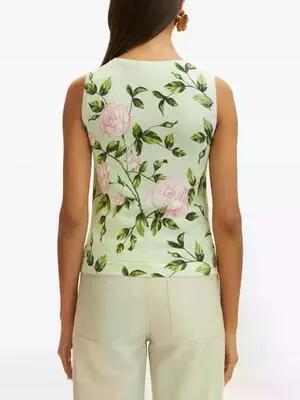 Oscar De La Renta Rose-print Sleeveless Top