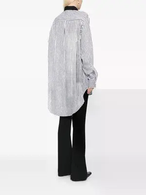 MACGRAW Striped Oversized Shirt With Crystal Embellishments