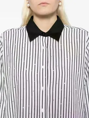 MACGRAW Striped Oversized Shirt With Crystal Embellishments