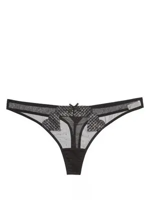 FLEUR DU MAL Heart Embroidered Thong