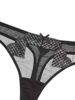 FLEUR DU MAL Heart Embroidered Thong
