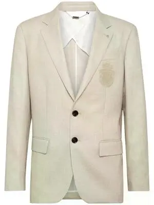 BILLIONAIRE Logo-patch Single-breasted Blazer - Neutrals