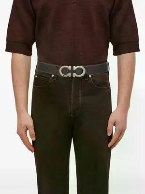 FERRAGAMO Reversible Gancini Leather Belt - Brown