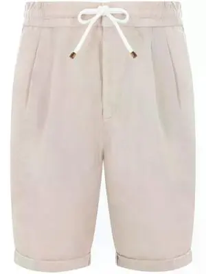 Brunello Cucinelli Garment-dyed Linen Gabardine Bermuda Shorts With Drawstring And Pleats