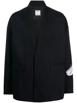 COUNTY OF MILAN Marcelo Burlon Feather Print Wool Blazer
