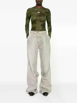 Palm Angels Embroidery-logo Camouflage Bodysuit - Green