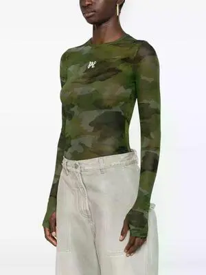 Palm Angels Embroidery-logo Camouflage Bodysuit - Green