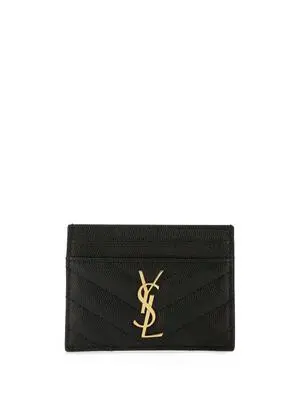 Saint Laurent Cassandre Matelassé Cardholder - Black