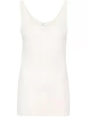 Saint Laurent Fine-ribbed Semi-sheer Tank Top - Neutrals